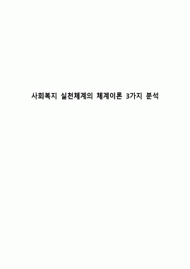 사회복지 실천체계의 체계이론 3가지 분석-1페이지
