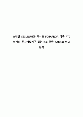 스웨덴 SECURUM과 멕시코 FOBAPROA 미국 RTC 헝가리 투자개발기구 일본 ICC 한국 KAMCO 비교 분석-1페이지