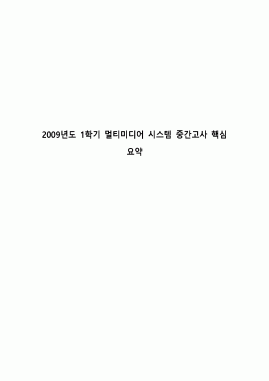 2009년도 1학기 멀티미디어 시스템 중간고사 핵심 요약-1페이지