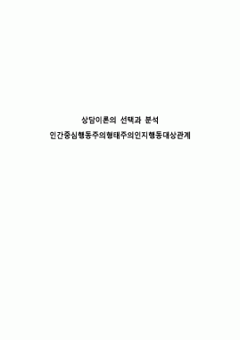 상담이론의 선택과 분석 인간중심행동주의형태주의인지행동대상관계-1페이지