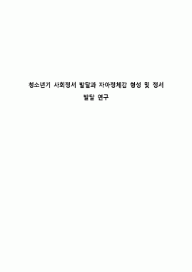 청소년기 사회정서 발달과 자아정체감 형성 및 정서 발달 연구-1페이지