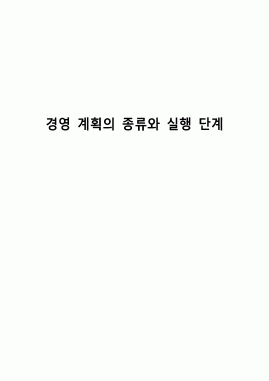 경영 계획의 종류와 실행 단계-1페이지
