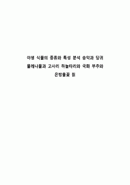 야생 식물의 종류와 특성 분석 송악과 당귀 물레나물과 고사리 하늘타리와 국화 부추와 은방울꽃 칡-1페이지