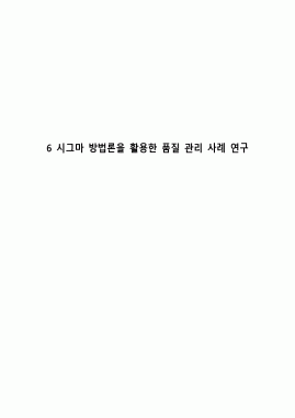 6 시그마 방법론을 활용한 품질 관리 사례 연구-1페이지