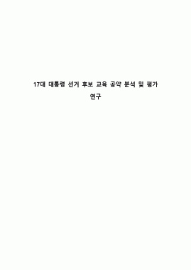 17대 대통령 선거 후보 교육 공약 분석 및 평가 연구-1페이지