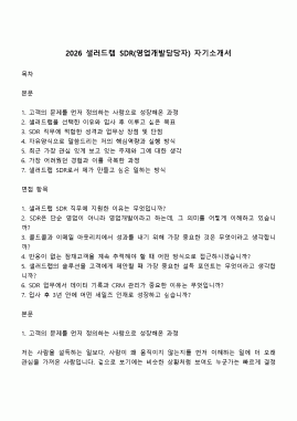 2026 샐러드랩 SDR(영업개발담당자) 자기소개서-1페이지