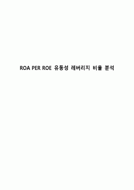 ROA PER ROE 유동성 레버리지 비율 분석-1페이지