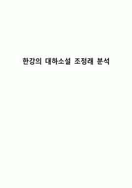 한강의 대하소설 조정래 분석-1페이지