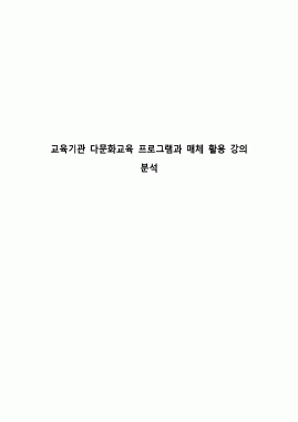 교육기관 다문화교육 프로그램과 매체 활용 강의 분석-1페이지