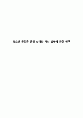 청소년 문화존 운영 실태와 개선 방향에 관한 연구-1페이지