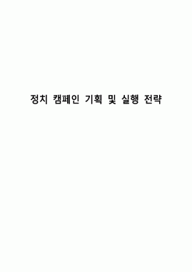 정치 캠페인 기획 및 실행 전략-1페이지