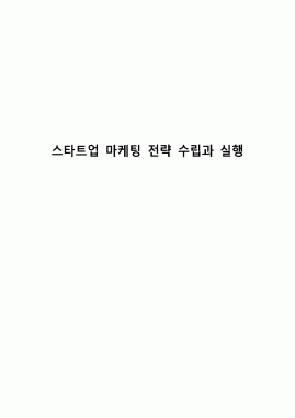 스타트업 마케팅 전략 수립과 실행-1페이지