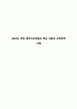 2004년 개정 영유아보육법의 핵심 내용과 보육정책 사례-1페이지