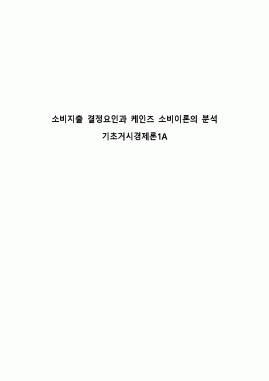 소비지출 결정요인과 케인즈 소비이론의 분석 기초거시경제론1A-1페이지