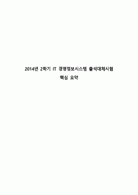 2014년 2학기 IT 경영정보시스템 출석대체시험 핵심 요약-1페이지