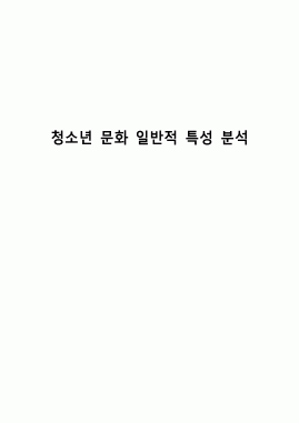청소년 문화 일반적 특성 분석-1페이지
