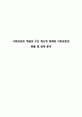 사회보장의 개념과 구조 제도적 체계와 사회보장의 현황 및 과제 분석-1페이지