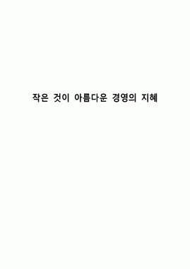 작은 것이 아름다운 경영의 지혜-1페이지