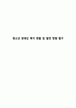 청소년 장애인 복지 현황 및 발전 방향 탐구-1페이지