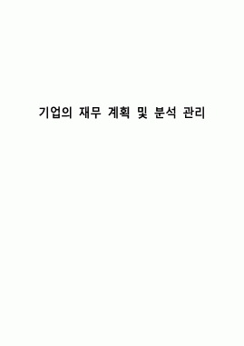 기업의 재무 계획 및 분석 관리-1페이지