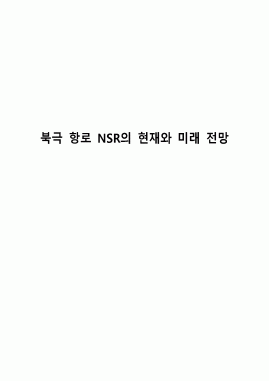북극 항로 NSR의 현재와 미래 전망-1페이지