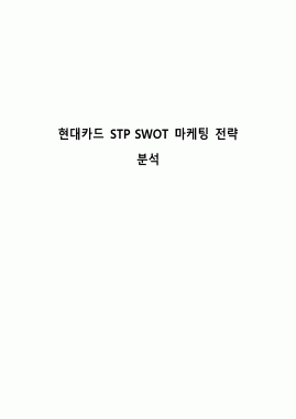 현대카드 STP SWOT 마케팅 전략 분석-1페이지