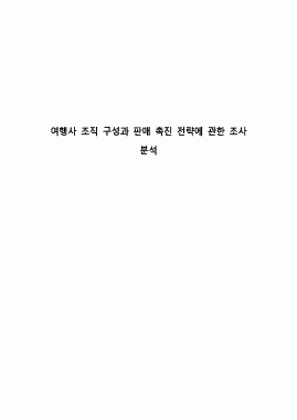 여행사 조직 구성과 판매 촉진 전략에 관한 조사 분석-1페이지