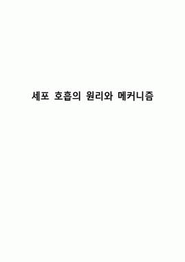 세포 호흡의 원리와 메커니즘-1페이지
