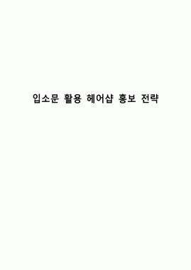 입소문 활용 헤어샵 홍보 전략-1페이지