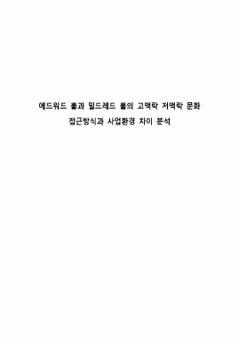 에드워드 홀과 밀드레드 홀의 고맥락 저맥락 문화 접근방식과 사업환경 차이 분석-1페이지