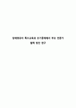 장애영유아 특수교육과 조기중재에서 부모 전문가 협력 방안 연구-1페이지