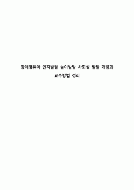 장애영유아 인지발달 놀이발달 사회성 발달 개념과 교수방법 정리-1페이지