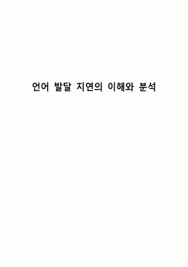 언어 발달 지연의 이해와 분석-1페이지
