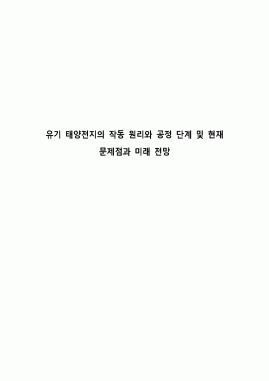 유기 태양전지의 작동 원리와 공정 단계 및 현재 문제점과 미래 전망-1페이지