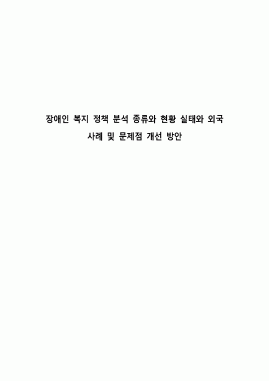 장애인 복지 정책 분석 종류와 현황 실태와 외국 사례 및 문제점 개선 방안-1페이지