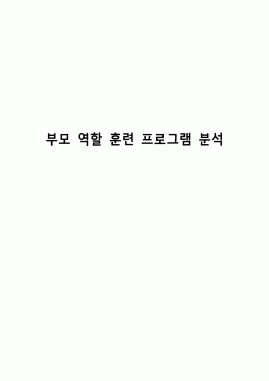 부모 역할 훈련 프로그램 분석-1페이지