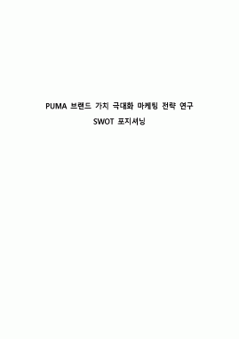 PUMA 브랜드 가치 극대화 마케팅 전략 연구 SWOT 포지셔닝-1페이지