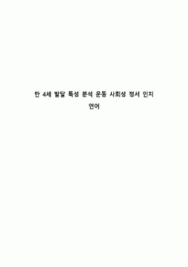 만 4세 발달 특성 분석 운동 사회성 정서 인지 언어-1페이지