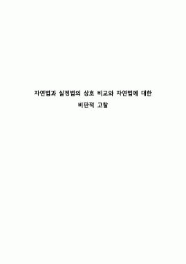 자연법과 실정법의 상호 비교와 자연법에 대한 비판적 고찰-1페이지