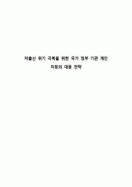 저출산 위기 극복을 위한 국가 정부 기관 개인 차원의 대응 전략-1페이지