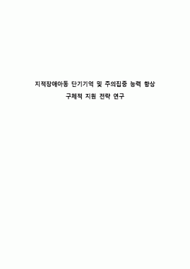 지적장애아동 단기기억 및 주의집중 능력 향상 구체적 지원 전략 연구-1페이지