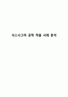 식스시그마 공학 적용 사례 분석-1페이지