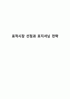 표적시장 선정과 포지셔닝 전략-1페이지