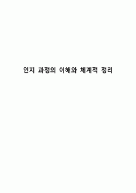 인지 과정의 이해와 체계적 정리-1페이지