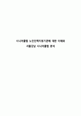 시니어클럽 노인인력지원기관에 대한 이해와 서울강남 시니어클럽 분석-1페이지
