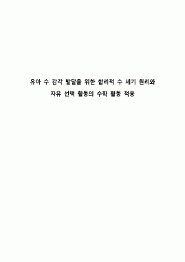 유아 수 감각 발달을 위한 합리적 수 세기 원리와 자유 선택 활동의 수학 활동 적용-1페이지