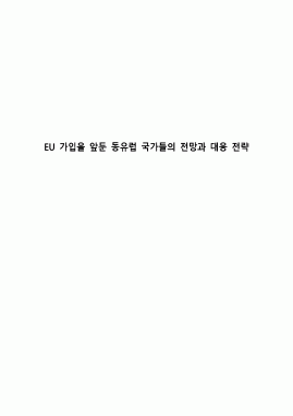 EU 가입을 앞둔 동유럽 국가들의 전망과 대응 전략-1페이지