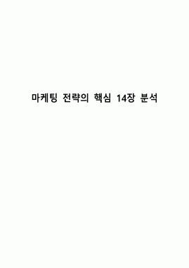 마케팅 전략의 핵심 14장 분석-1페이지