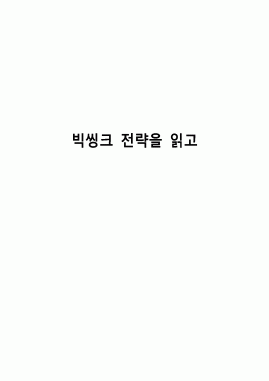 빅씽크 전략을 읽고-1페이지