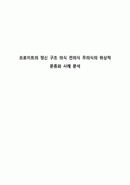 프로이트의 정신 구조 의식 전의식 무의식의 위상적 분류와 사례 분석-1페이지